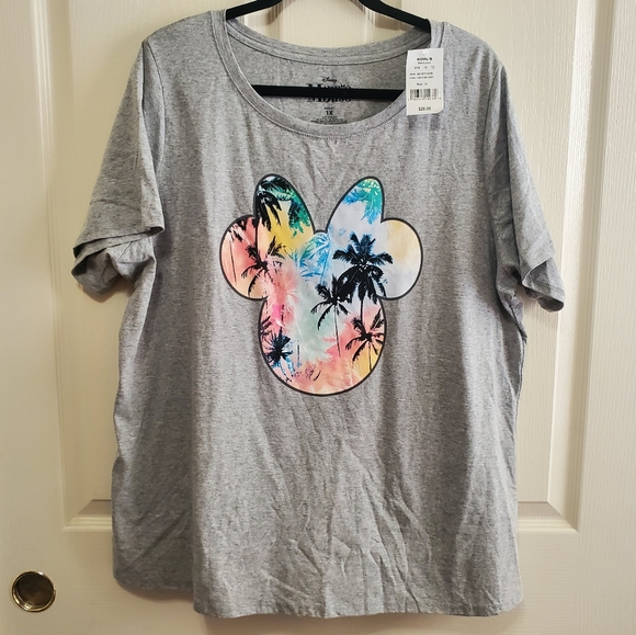 Disney | Tops | Disney Nwt Minnie Mouse Grey Top Size X Palm Trees Tye ...